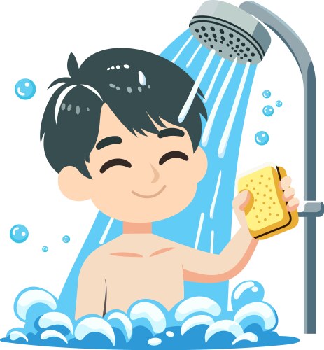 Take A Shower Clipart Premium Vector | A Girl Taking Shower. A Girl