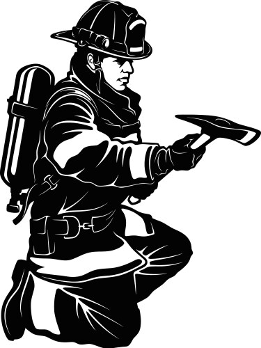 Fireman firefighter stencil black Royalty Free Vector Image