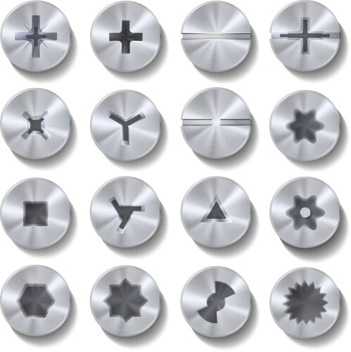 Screw head types Royalty Free Vector Image - VectorStock