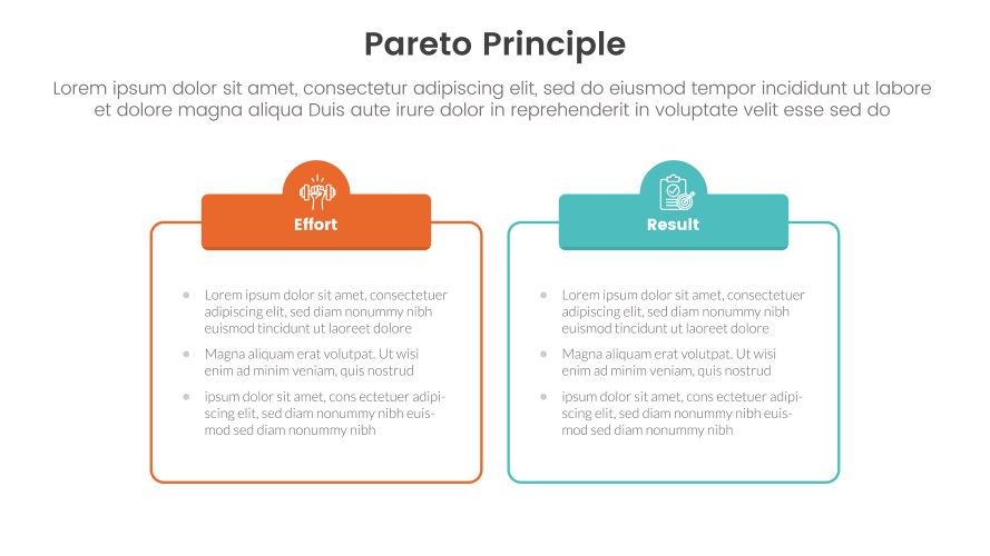 Pareto principle comparison or versus concept Vector Image