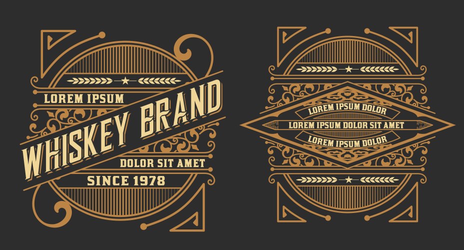 Set of 4 vintage label western style Royalty Free Vector