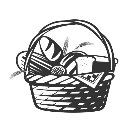 Bakery basket Royalty Free Vector Image - VectorStock