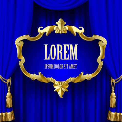 Light blue curtain with gold tassels Royalty Free Vector