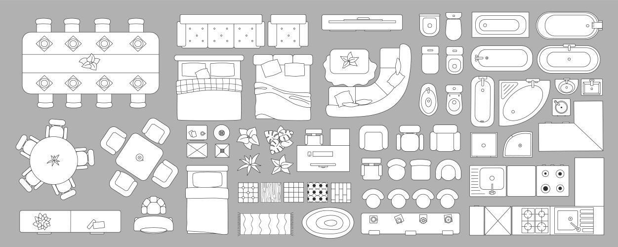 Top View Furniture Interior Vector Images (over 2,600)