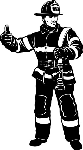 Fireman firefighter stencil firefighter black Vector Image
