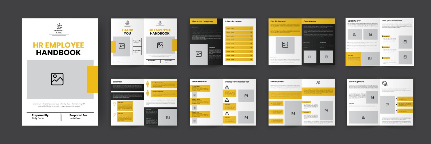 Hr employee handbook brochure template Royalty Free Vector