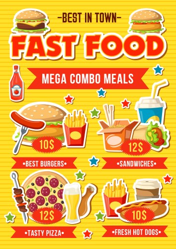Fast Food Menu Concept Royalty Free Vector Image