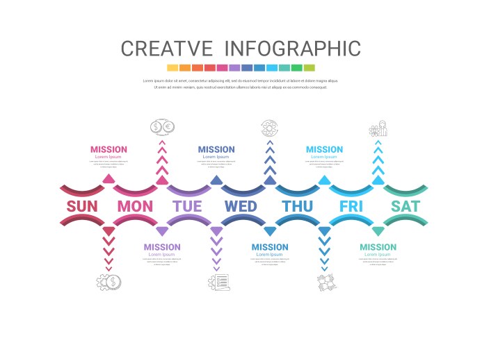 Week timeline diagram calendar 7 day options Vector Image