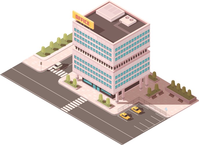 Multi-storey building skyscraper in isometric Vector Image