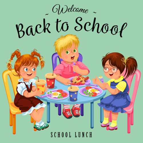 School lunch colorful poster Royalty Free Vector Image