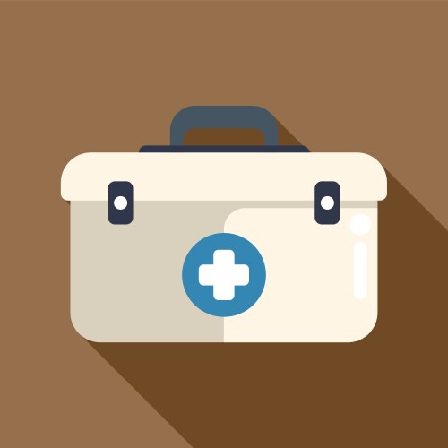 First aid kit closed showing white cross symbol Vector Image