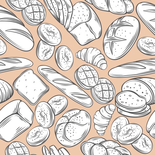 Bakery seamless pattern with bread bun bagel Vector Image