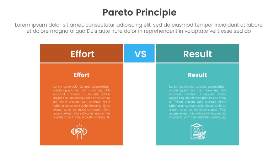 Pareto principle comparison or versus concept Vector Image