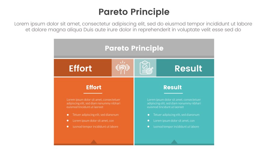Pareto principle comparison or versus concept Vector Image