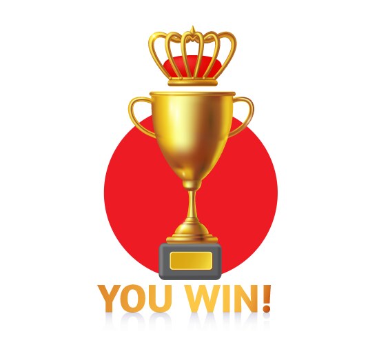 Golden champion cup with shadow isolated on white Vector Image