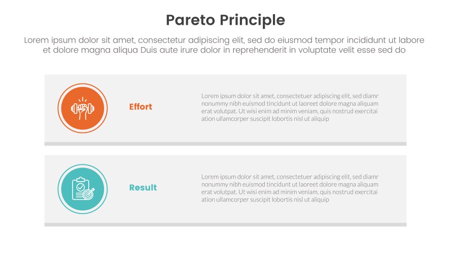 Pareto principle comparison or versus concept Vector Image