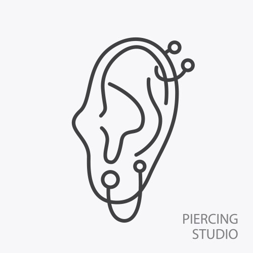 Piercing studio logo earrings pierced ear icon Vector Image