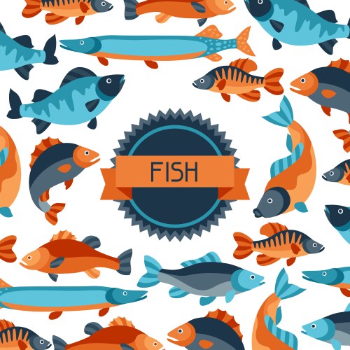 Background with decorative fish image for design Vector Image