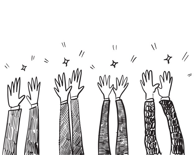 Hand drawn of hands clapping ovation applause Vector Image