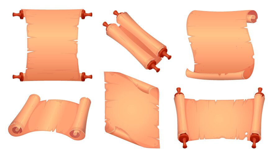 Set of old paper scrolls isolated on white Vector Image