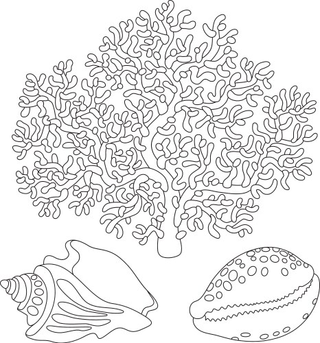 Hand drawn aquatic coral doodle Royalty Free Vector Image