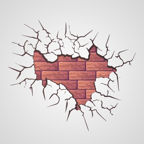 Set icons wall with cracks Royalty Free Vector Image