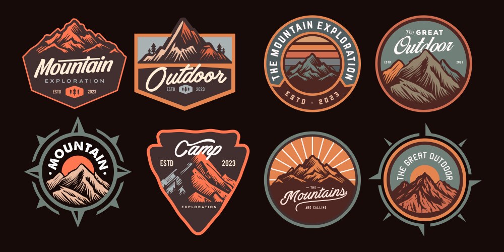Mountain adventure hipster logos Royalty Free Vector Image