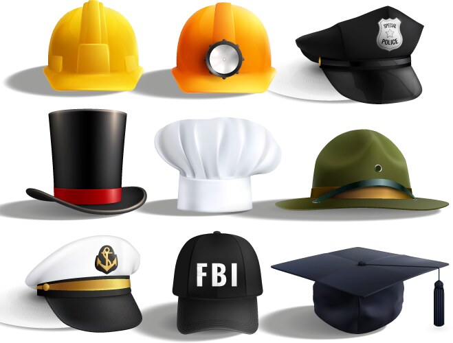 Different kind of hats Royalty Free Vector Image
