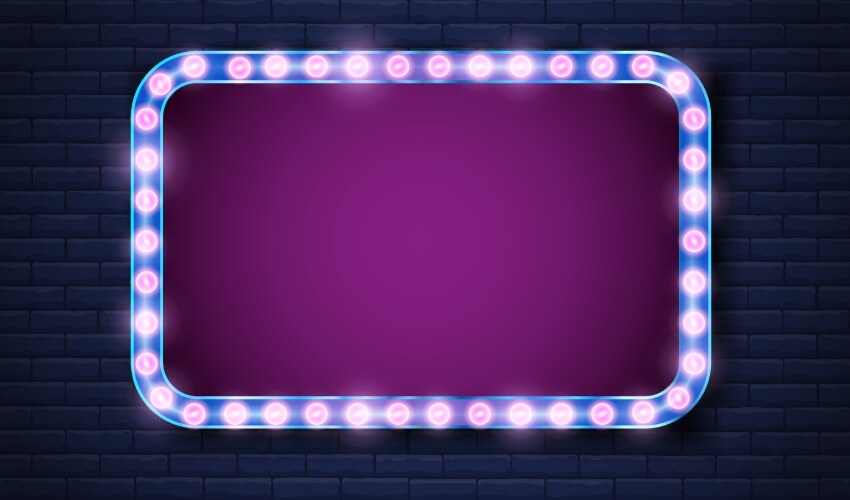Illuminated retro cinema frame with rounded Vector Image
