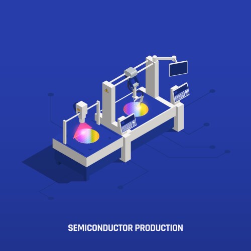 Semiconductor production icon set Royalty Free Vector Image