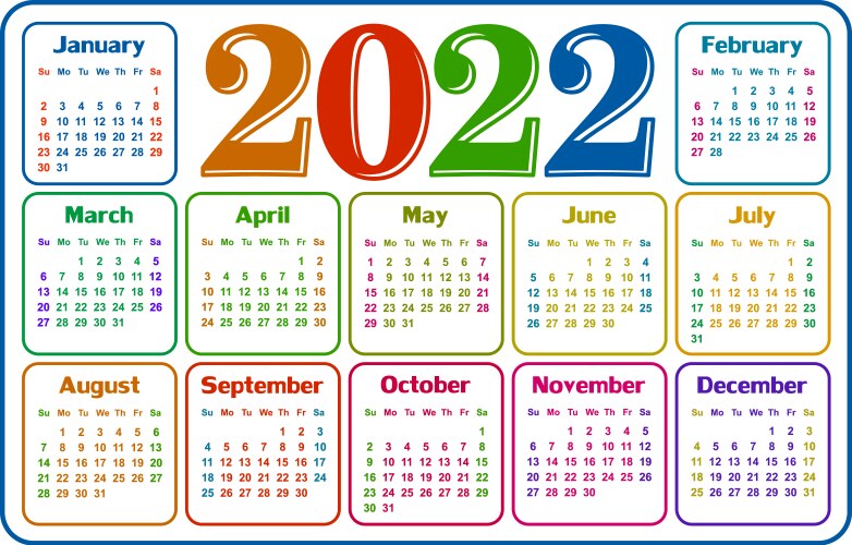 Calendar for 2021-2022 Royalty Free Vector Image