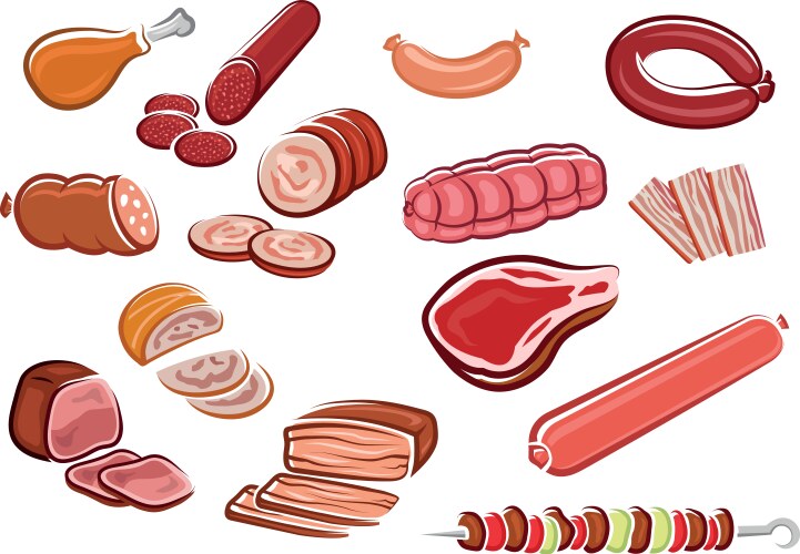 Raw meat icons set Royalty Free Vector Image - VectorStock