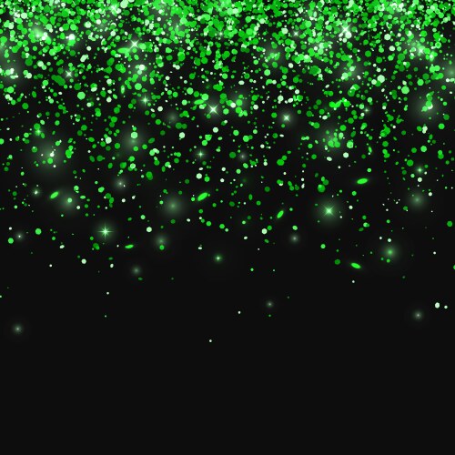 Green glitter on dark transparent background Vector Image