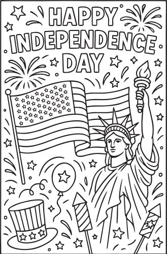 Independence day coloring page for kids Royalty Free Vector
