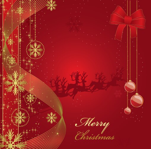 Red christmas card background with flowers Vector Image
