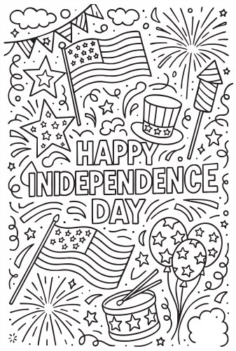 Independence day coloring page for kids Royalty Free Vector