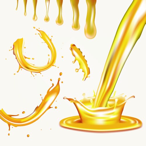 Extra virgin vegetable oil splash realistic Vector Image