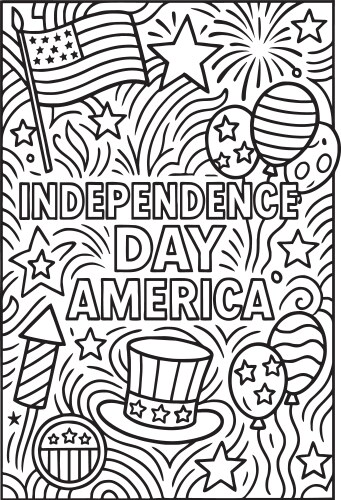 Independence day coloring page for kids Royalty Free Vector