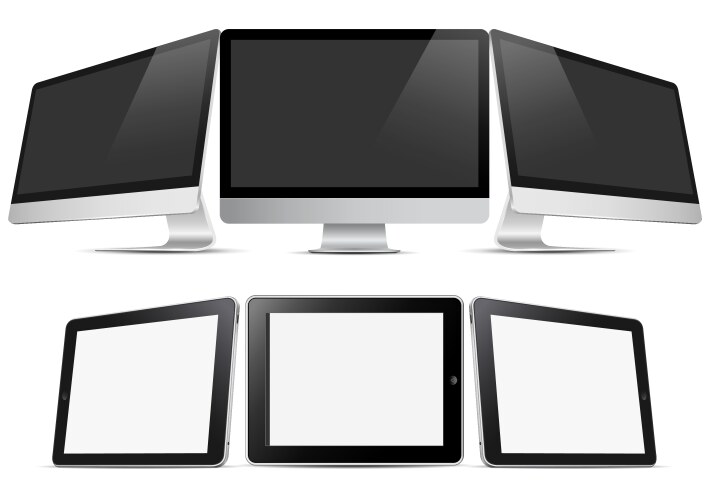 3d desktop computer Royalty Free Vector Image - VectorStock