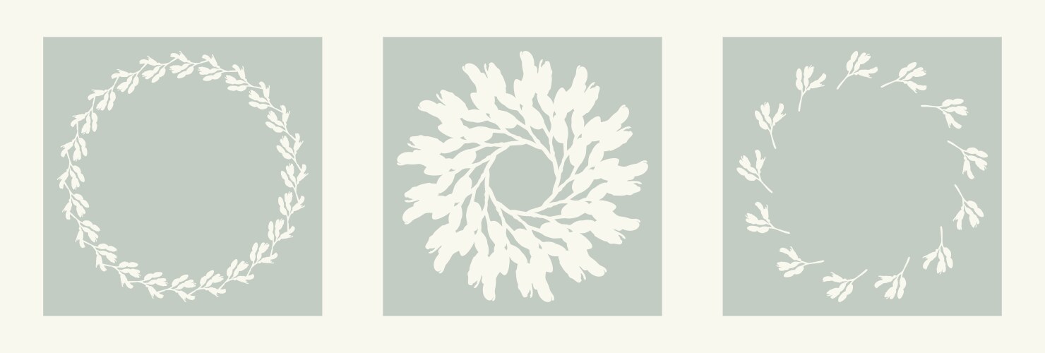 Handmade linocut organic wreath Royalty Free Vector Image
