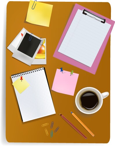 Office desk notes background Royalty Free Vector Image