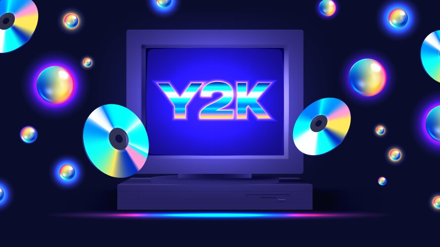Y2k music background banner Royalty Free Vector Image