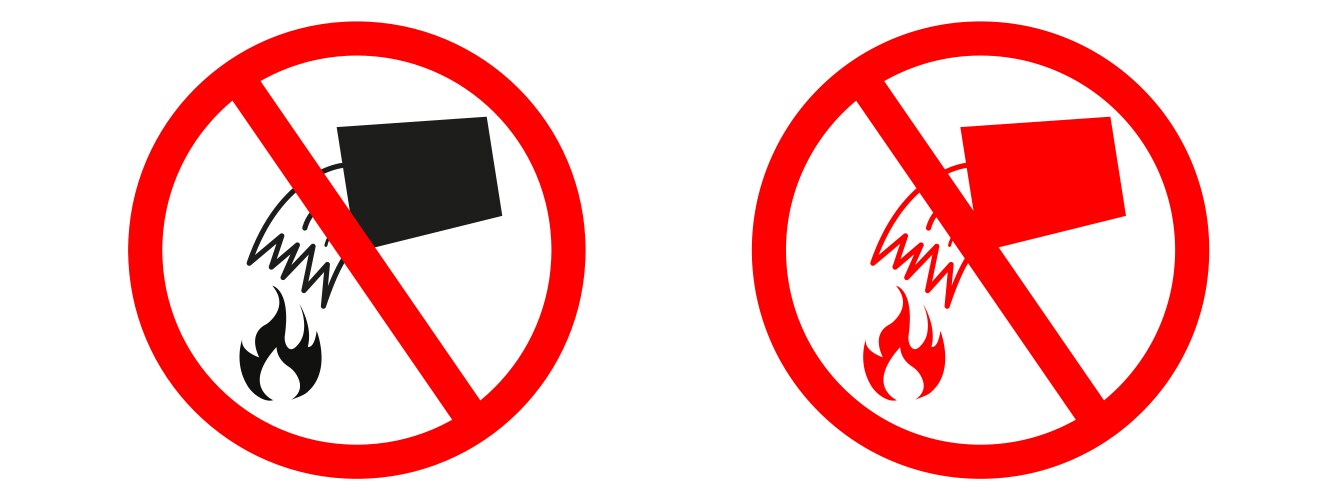 Water extinguishing prohibited sign prevent fire Vector Image