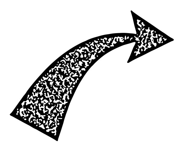 Black textured curved arrow Royalty Free Vector Image