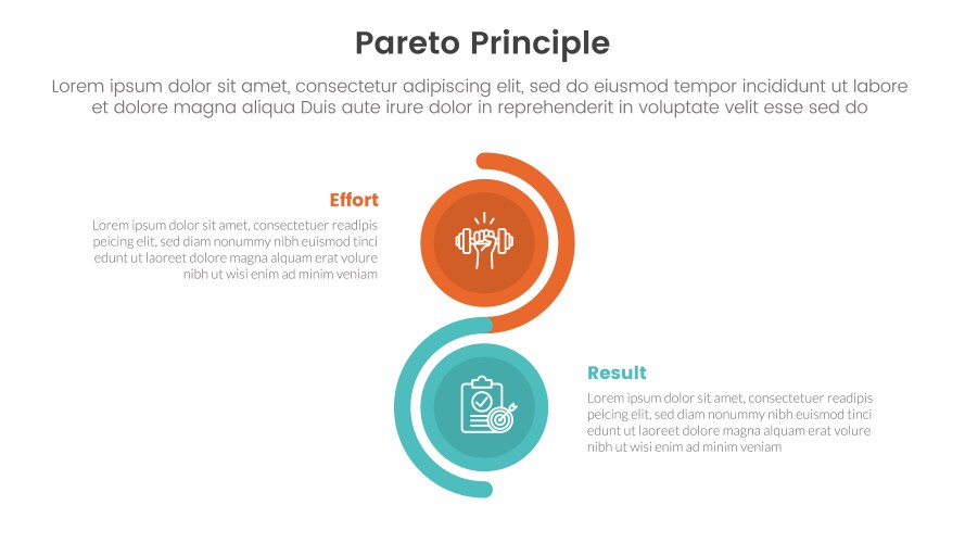 Pareto principle comparison or versus concept Vector Image