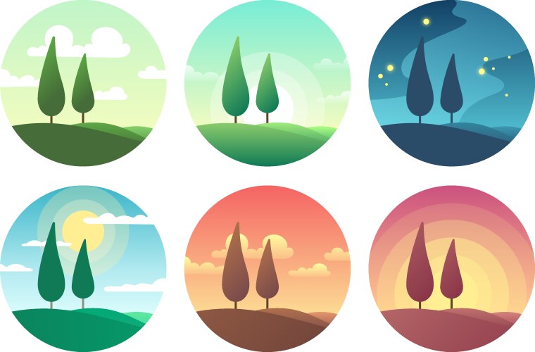Different times day night morning noon Royalty Free Vector