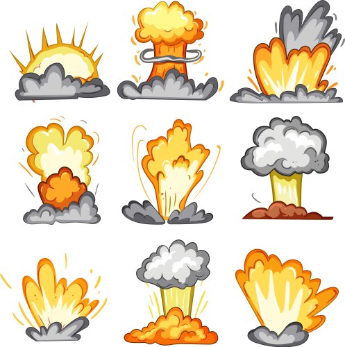 Impact explosion effect cartoon Royalty Free Vector Image