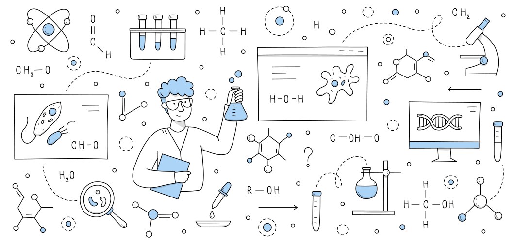 Laboratory equipment sketch set science chemistry Vector Image
