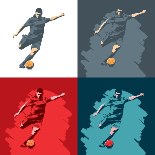Soccer players poses professional football player Vector Image