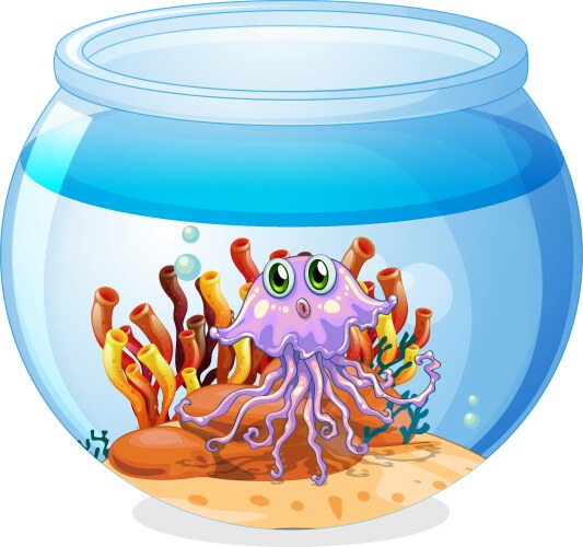 Cartoon golden fish in the aquarium Royalty Free Vector